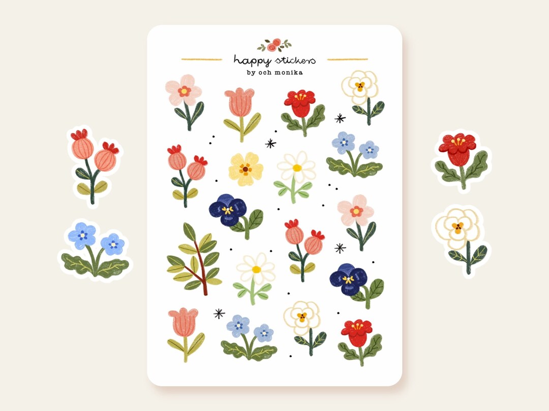 Floral - Stickers #12 | Floral Sticker Sheet, Hand Drawn Planner ...