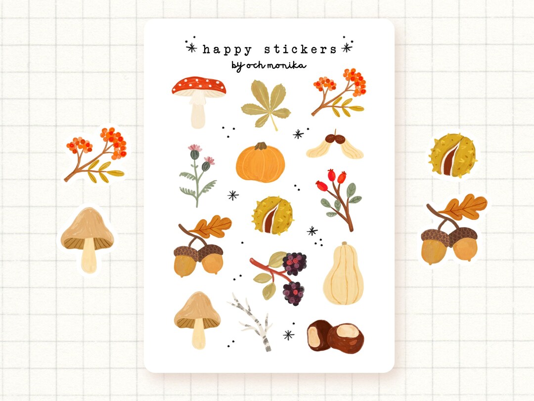 Autumn Treasures Sticker Sheet Fall Sticker Sheet Cute - Etsy