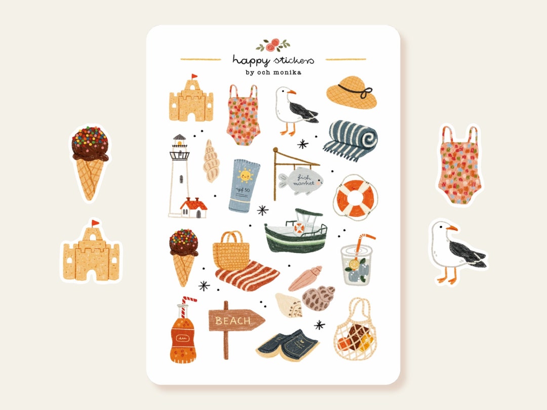 Seaside - Stickers | Sticker Sheet, Scrapbooking Stickers, Cottagecore ...