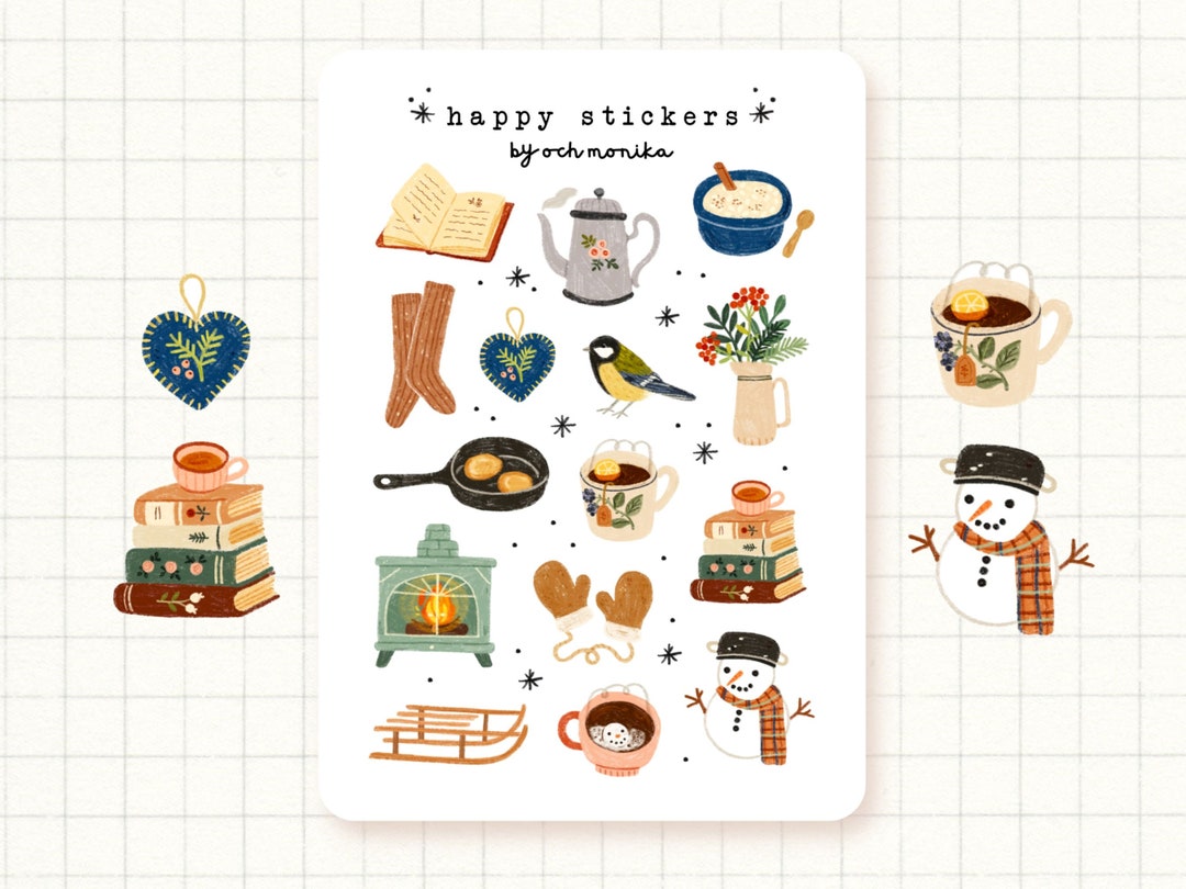 Winter Morning Stickers Winter Sticker Sheet, Christmas Stickers ...
