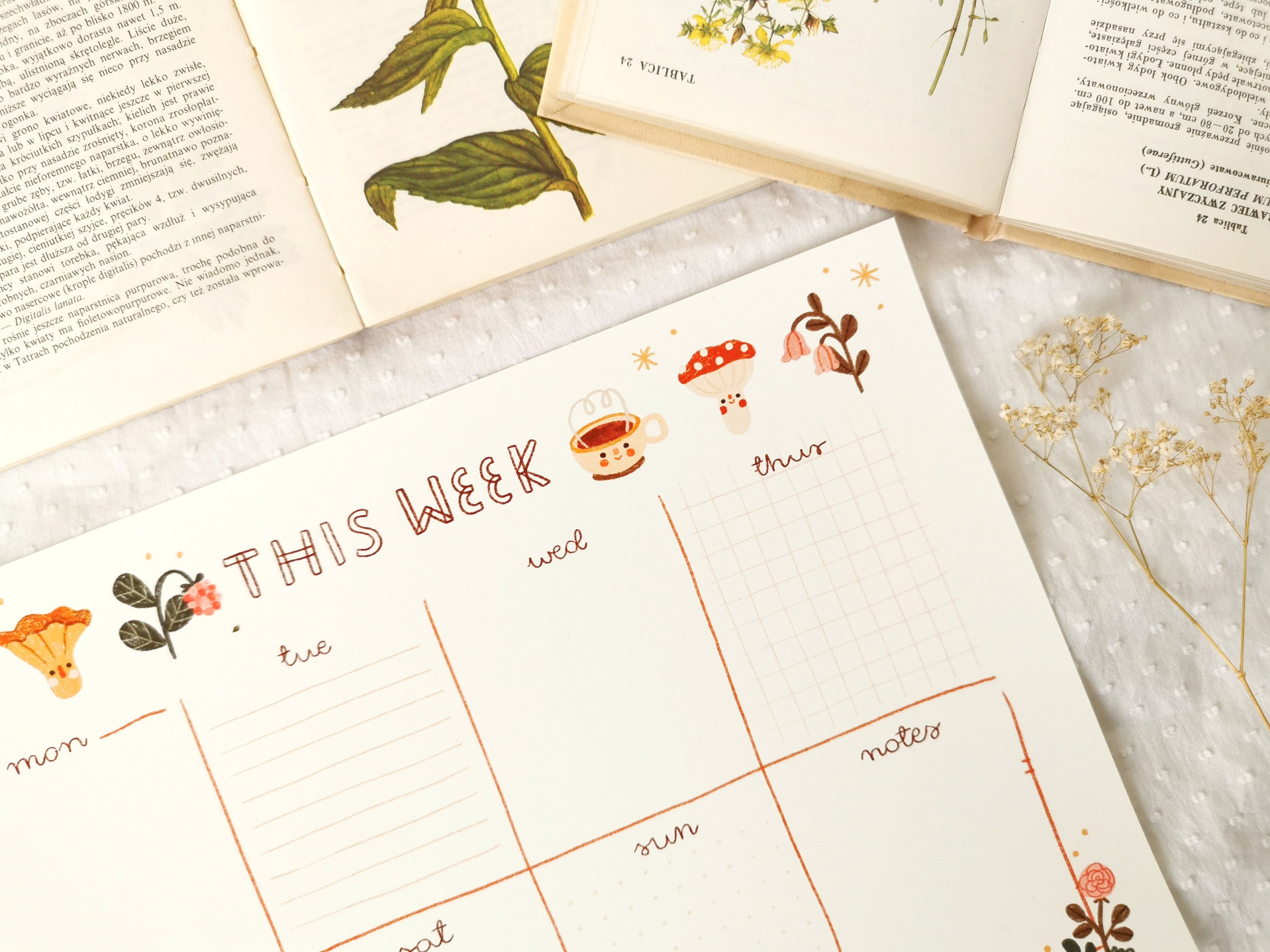 Cottagecore Weekly Planner DIGITAL FILE Printable Planner - Etsy UK