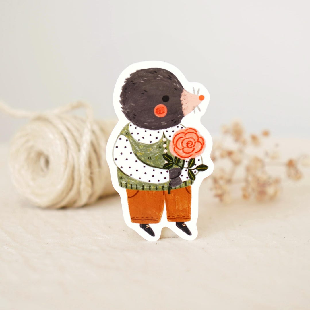 Mr. Mole - Vinyl Sticker | Glossy Sticker, Mole Sticker, Cute Animal ...