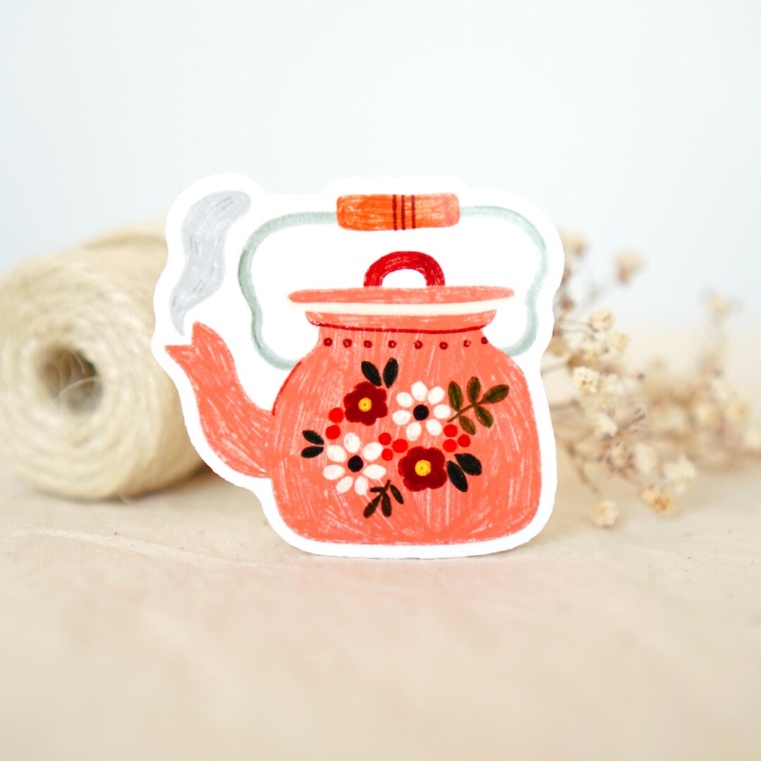 Pink Teapot - Vinyl Sticker | Teapot Sticker, Cute Stickers, Bujo - Etsy