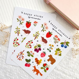 Berries Stickers Sticker Sheet, Animal Stickers, Cute Stickers, Planner ...