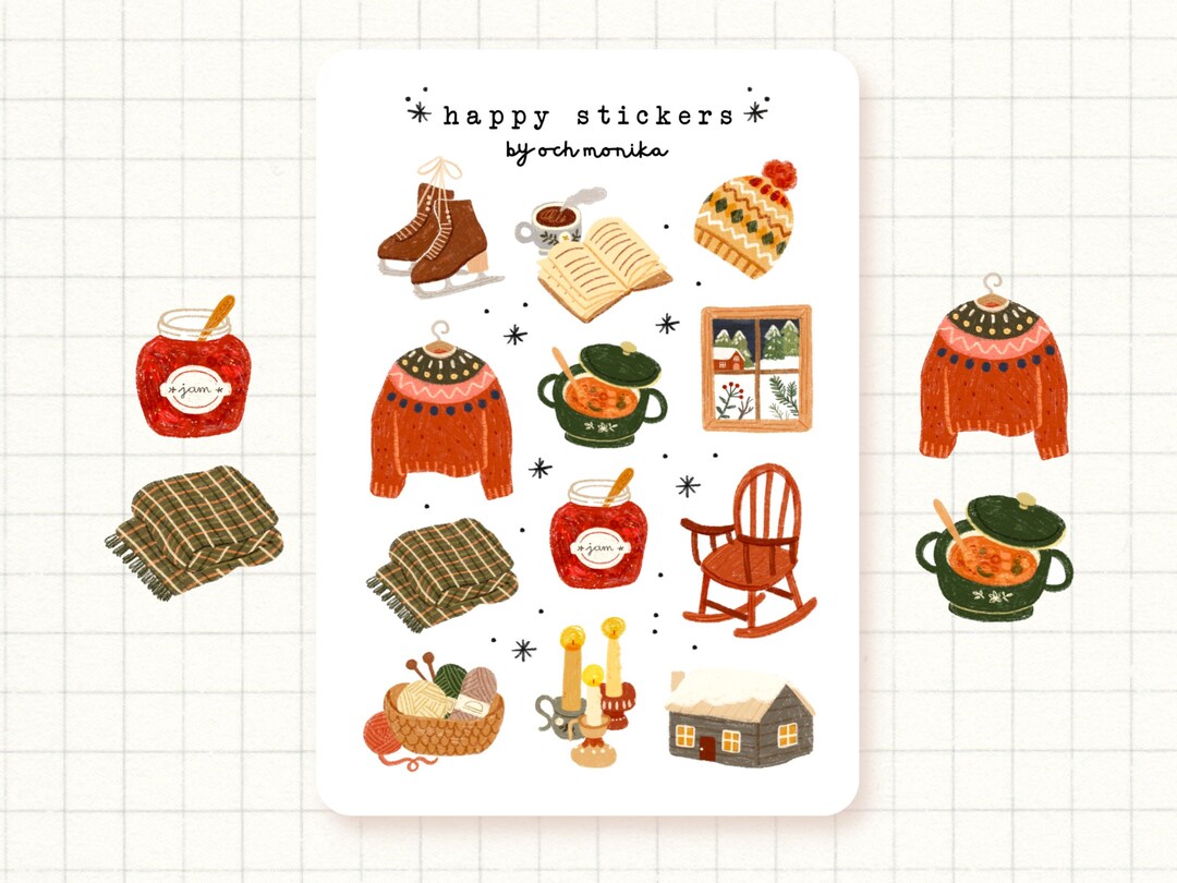 Slow Winter Stickers Winter Sticker Sheet, Holiday Planner Stickers ...