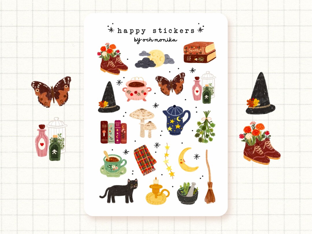 Witchy Stickers Witchy Planner Halloween Stickers - Etsy