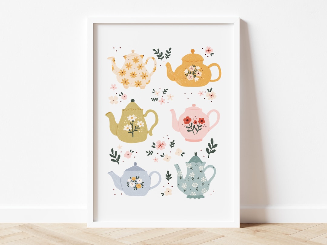 Art Print - Pastel Teapots | Kitchen Art, Kitchen Wall Art, Tea Art ...