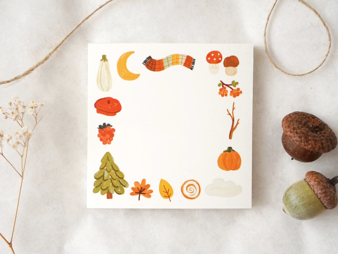 Autumn Memo Pad Mini Notepad, 50 Tear-off Sheets, Cute Memo Pad, to Do ...