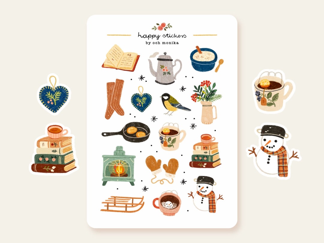 Winter Morning - Stickers | Winter Sticker Sheet, Christmas Stickers ...