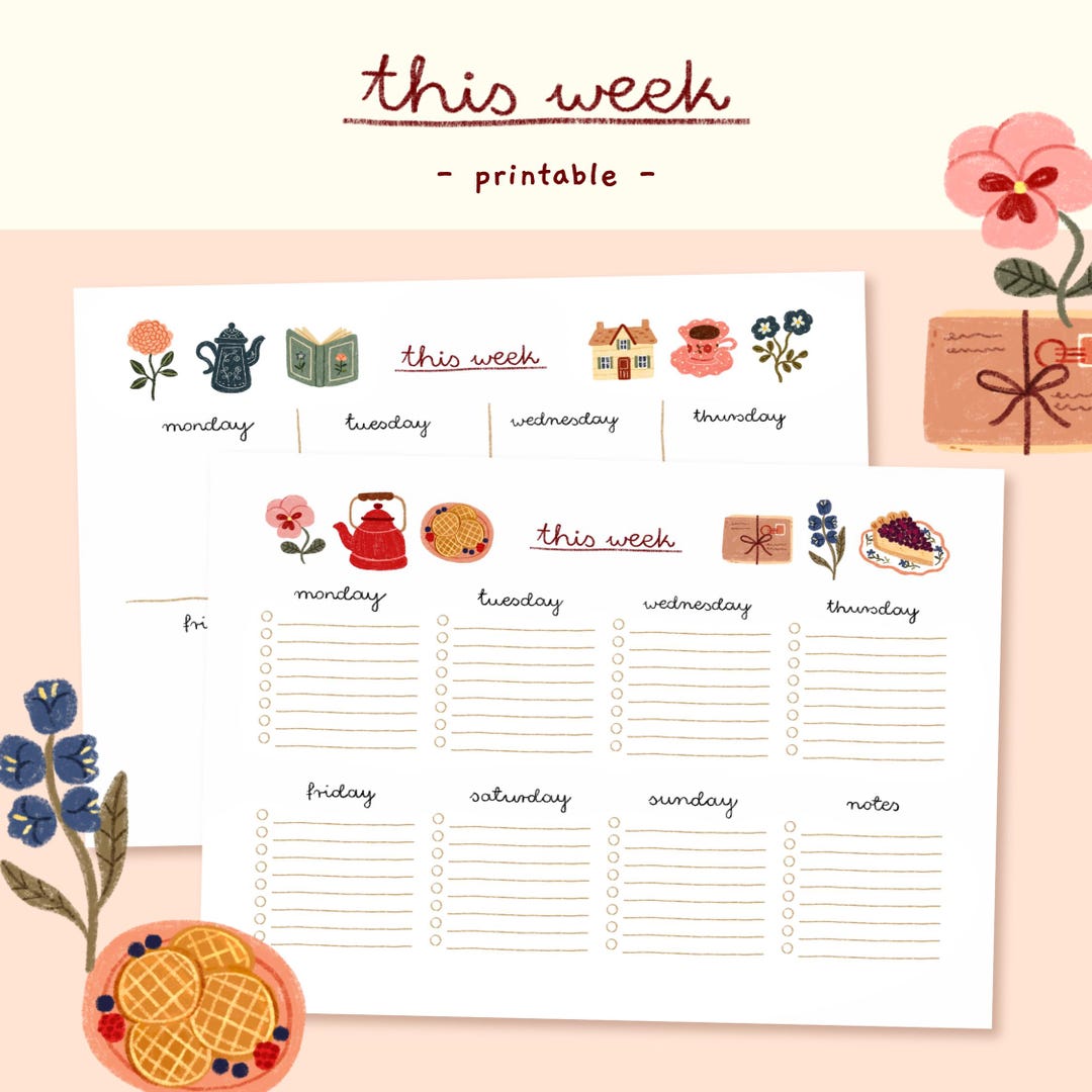Simple Weekly Planner Printable: Productivity Pages (digital Download ...