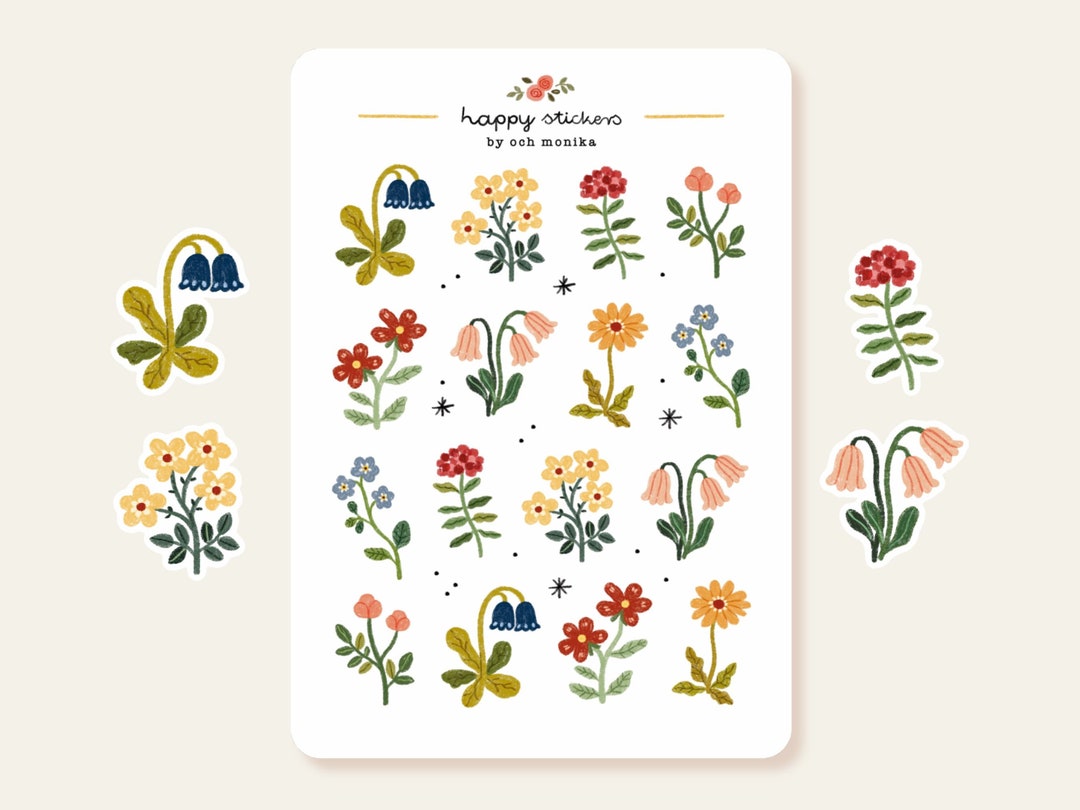 Flowers - Stickers #40 | Floral, Planner, Journal, Scrapbook Set - Etsy