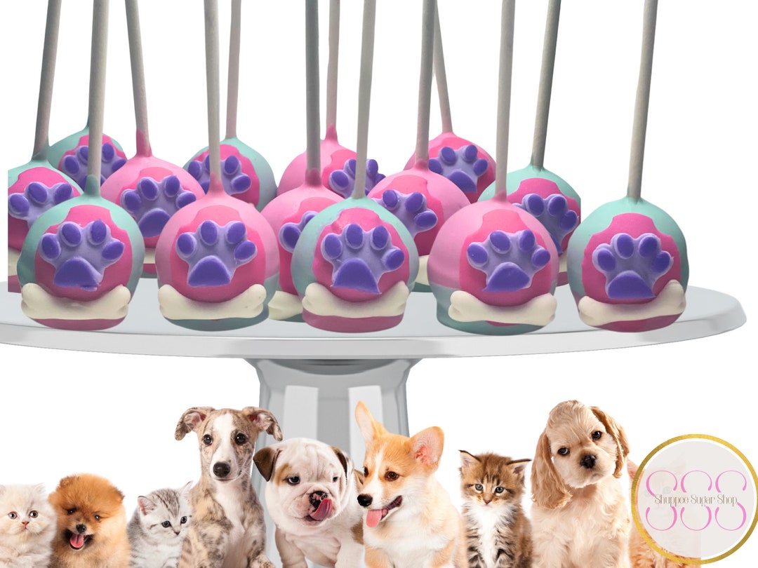 Pawprint Cake Pops | Puppy Paws Birthday Party Favors | First Birthday ...