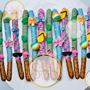Pool Theme | Birthday Party Favors | Chocolate Covered Pretzels | Kids ...