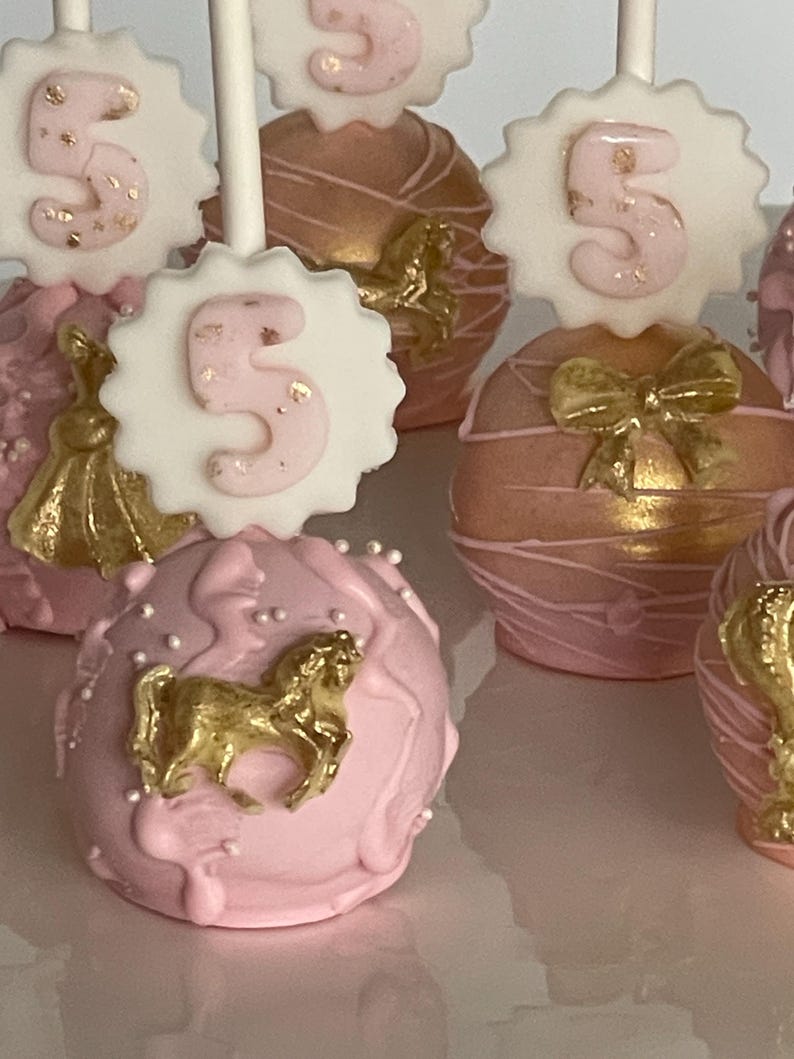 Princess Cake Pops, Pink and Gold Dessert Table Treats, Girl Birthday ...