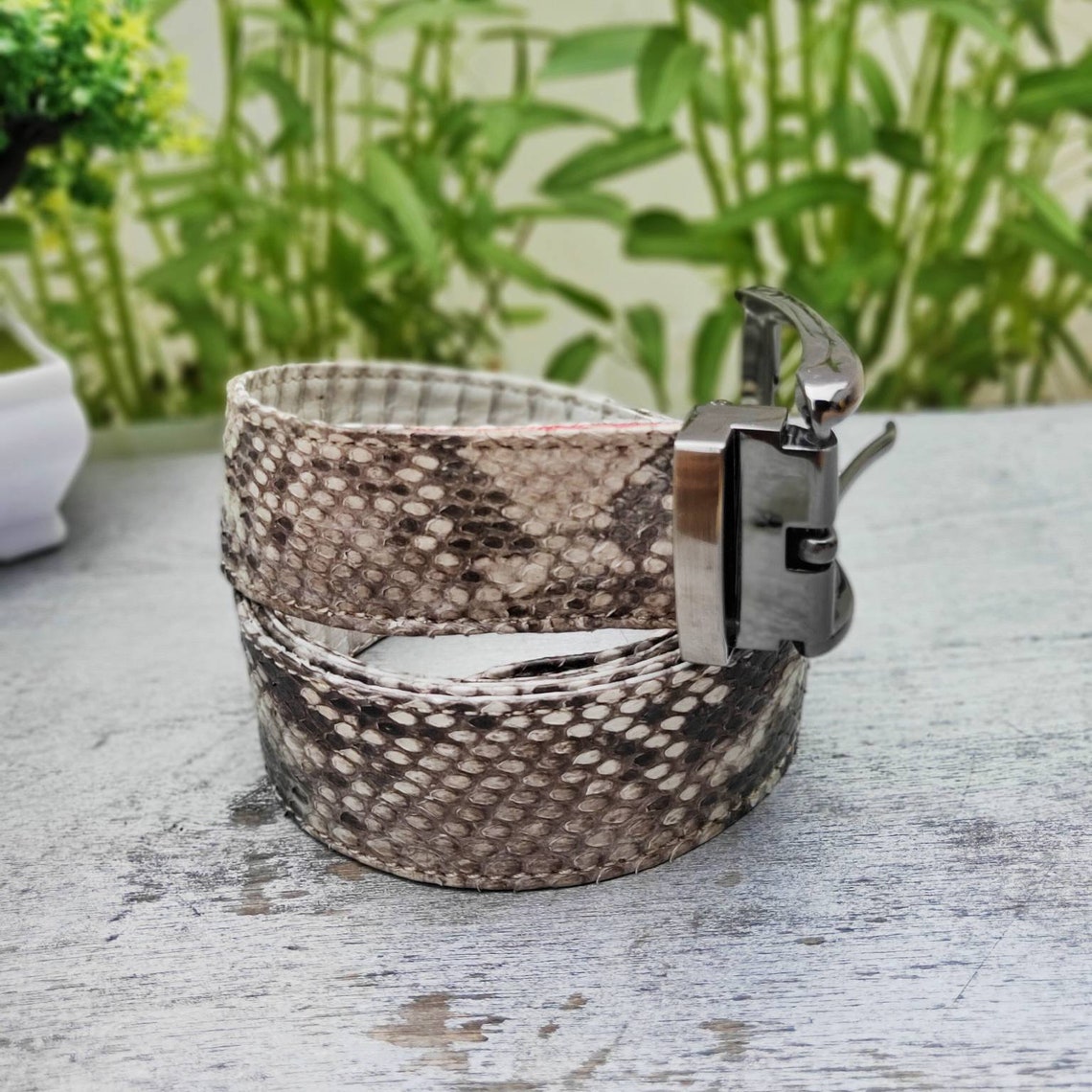 Belt Made of Genuine Phyton Snake Skin Leather 100 % Guarantee 47,2 ...