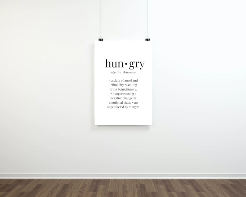 HUNGRY Word Definition Poster Wallart Print - Urban Dictionary - Word ...