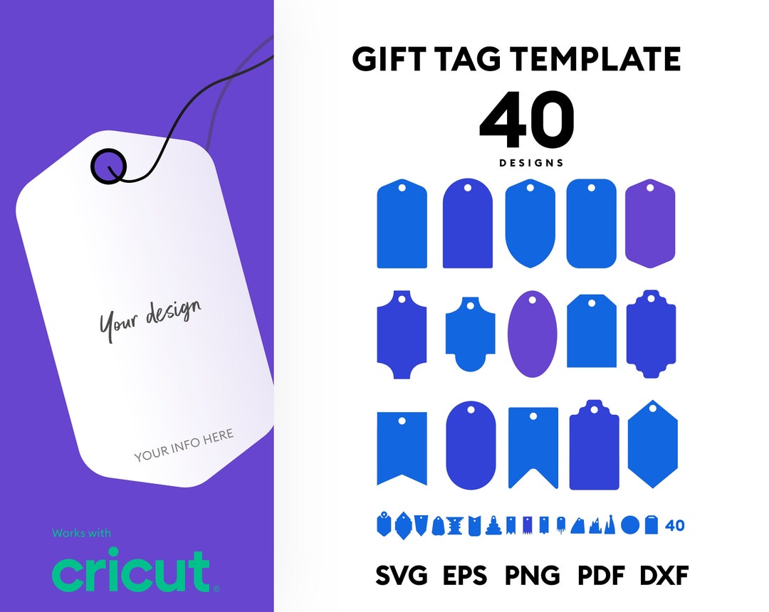 Gift Tag Templates SVG Set Bundle 1, 40+ Designs Gift Labels Tags ...