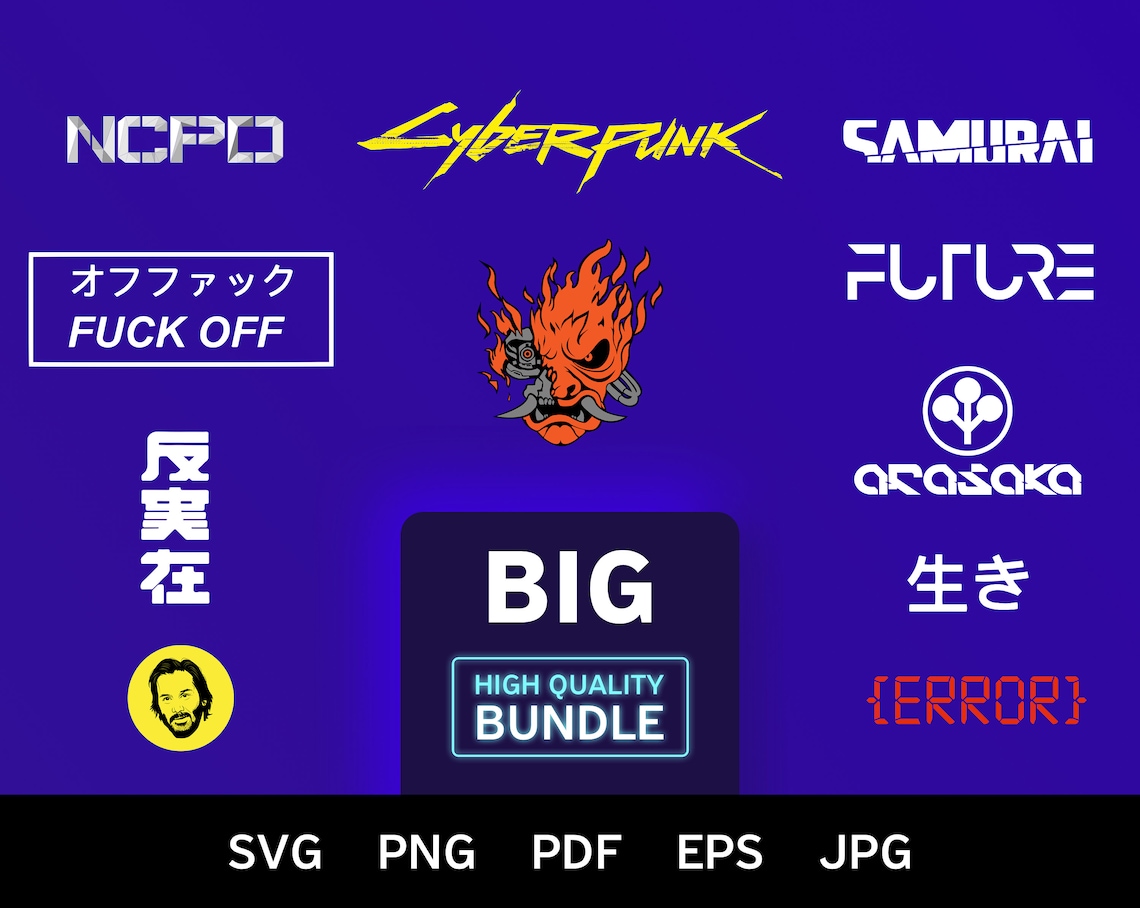 Cyberpunk 2077 SVG Bundle, Cyberpunk Logo Vector Digital Pack, Samurai ...