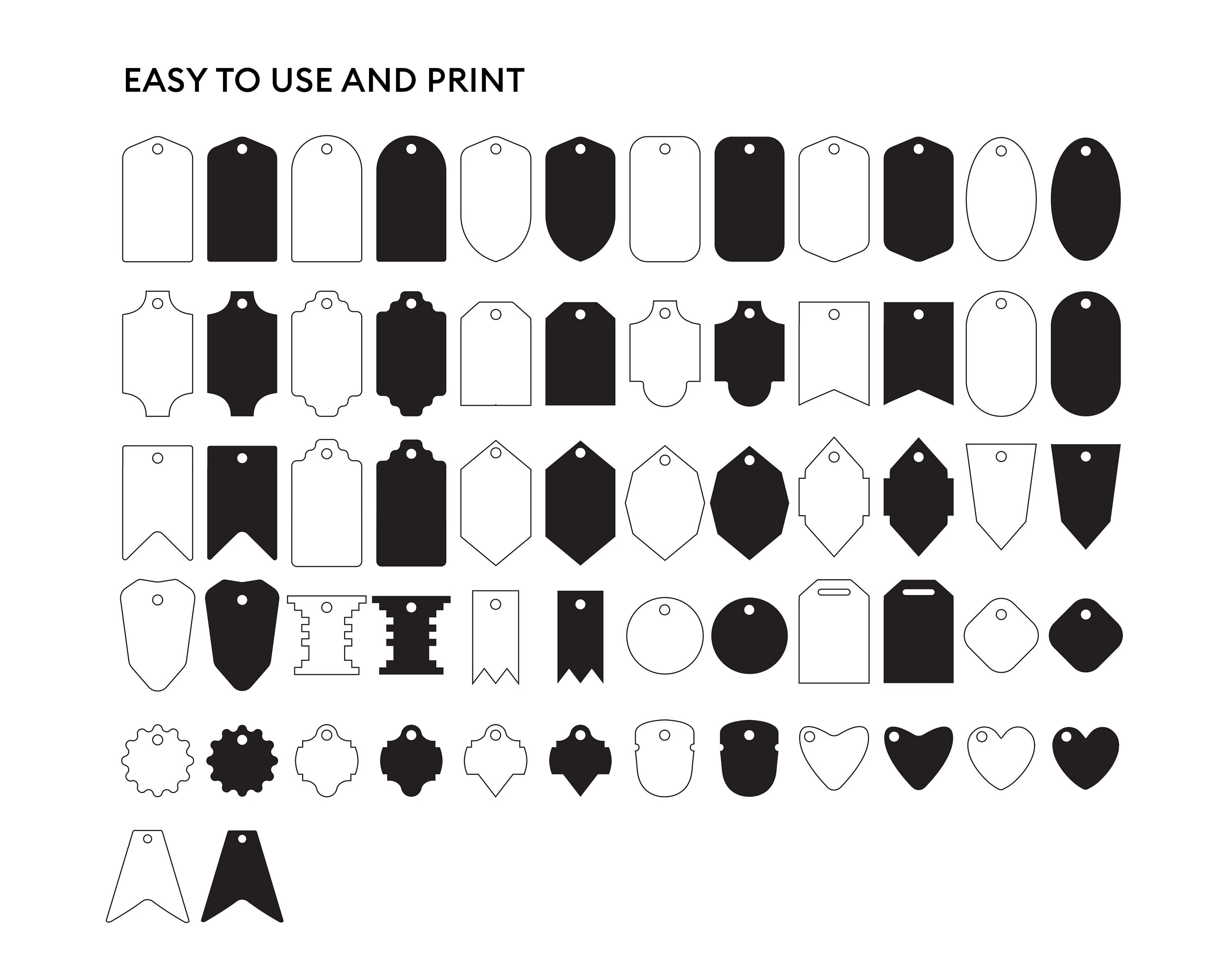 Gift Tag Templates SVG Set Bundle 1, 40+ Designs Gift Labels Tags ...