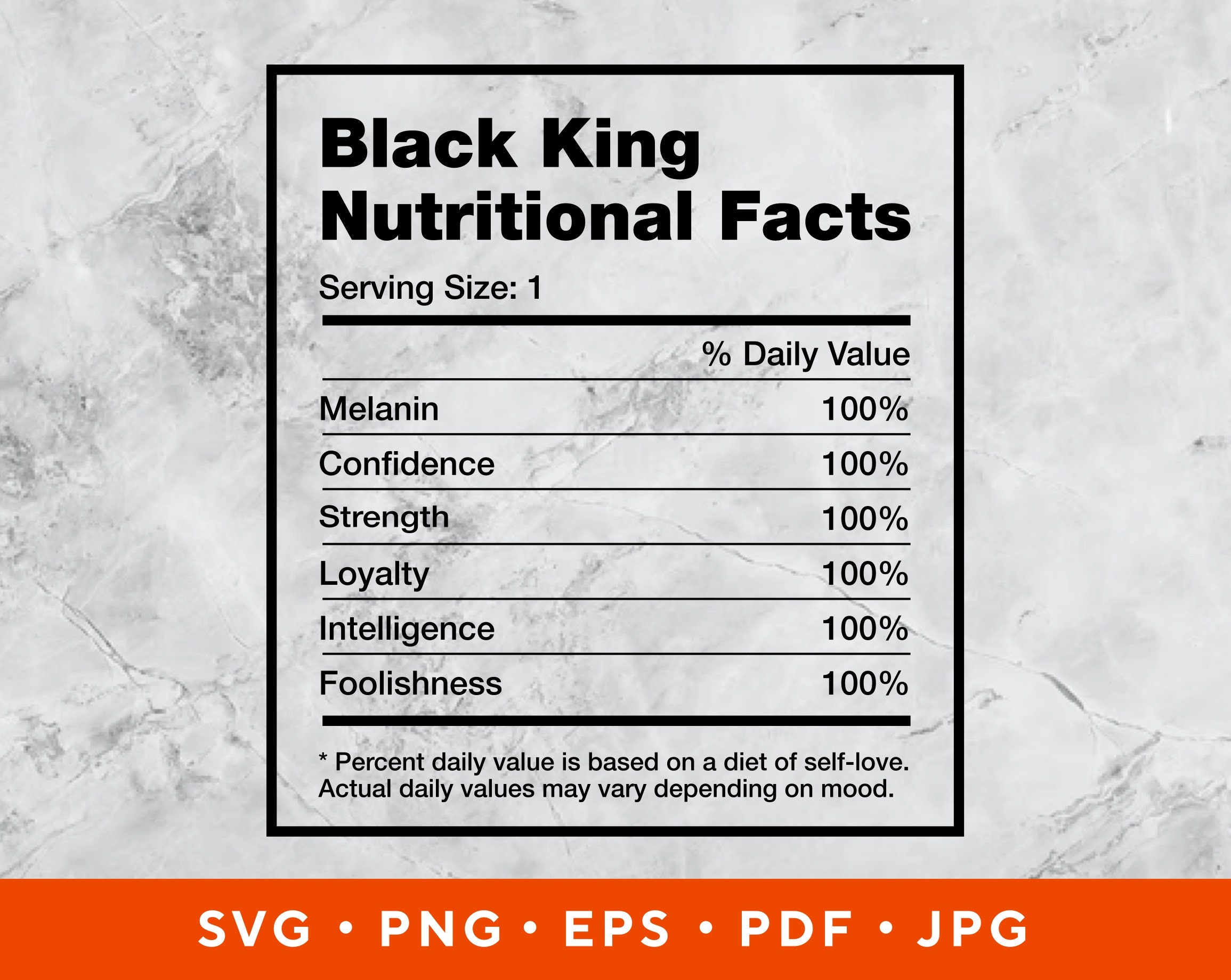 Black King SVG Nutrition Facts Vector, Nutritional Facts Logo, African ...