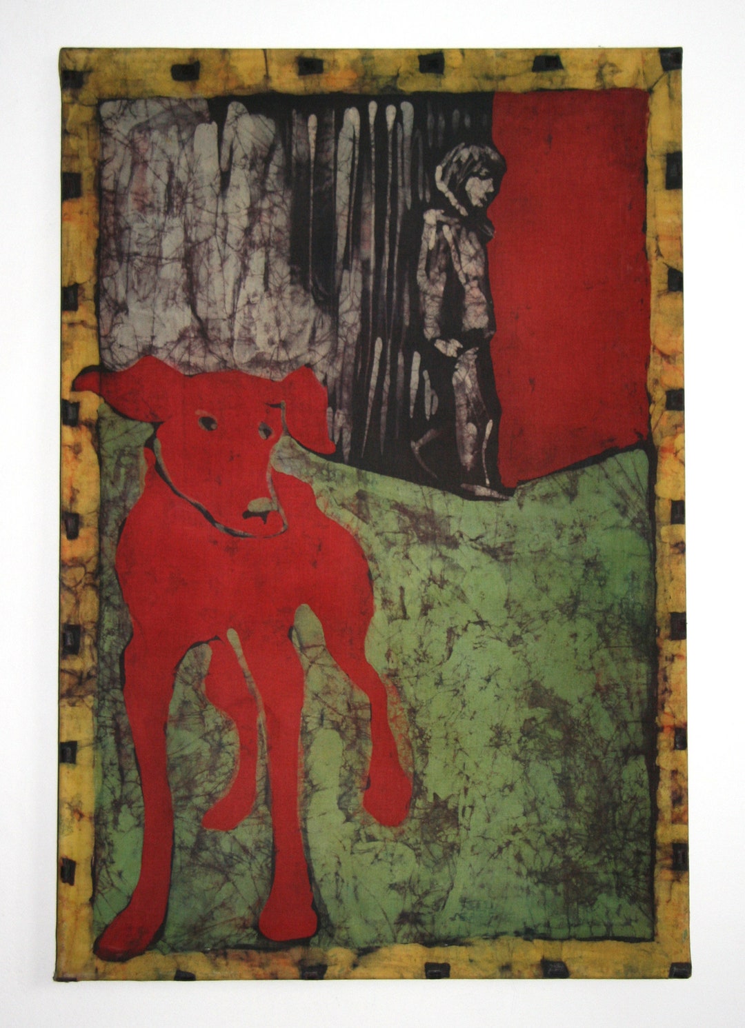 Red Dog, Batik, red Dog - Etsy