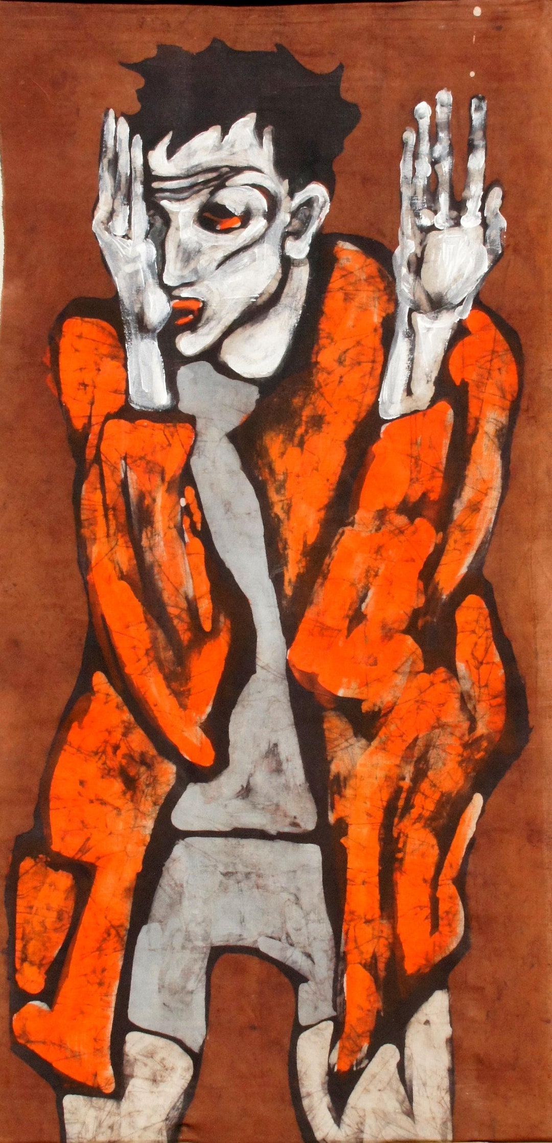 Living Corpse According to Egon Schiele / Painting - Batik / Black and ...