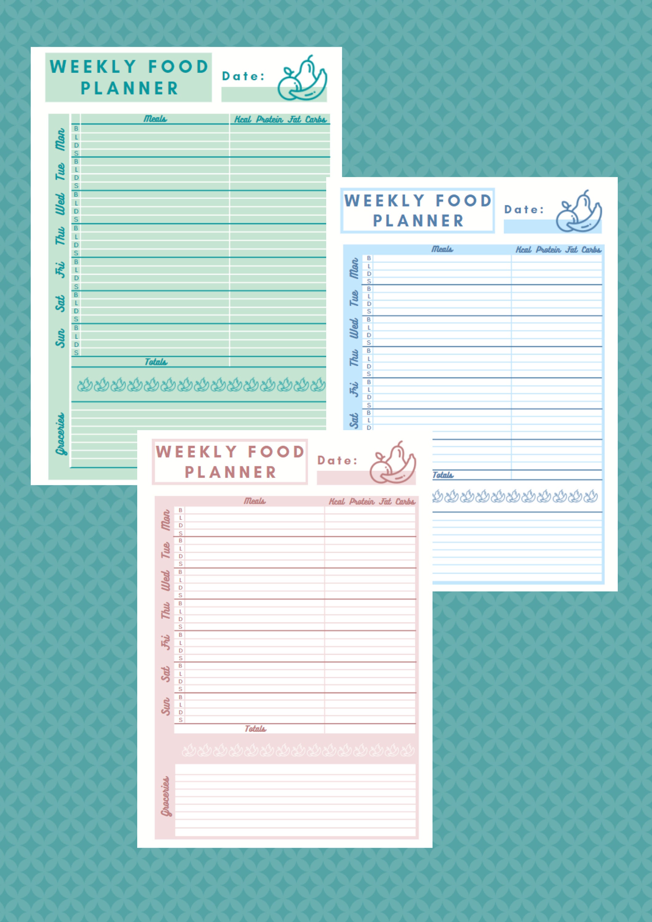 Fitness Planner Printable Bundle, Daily Food, Weight, Measurements and ...