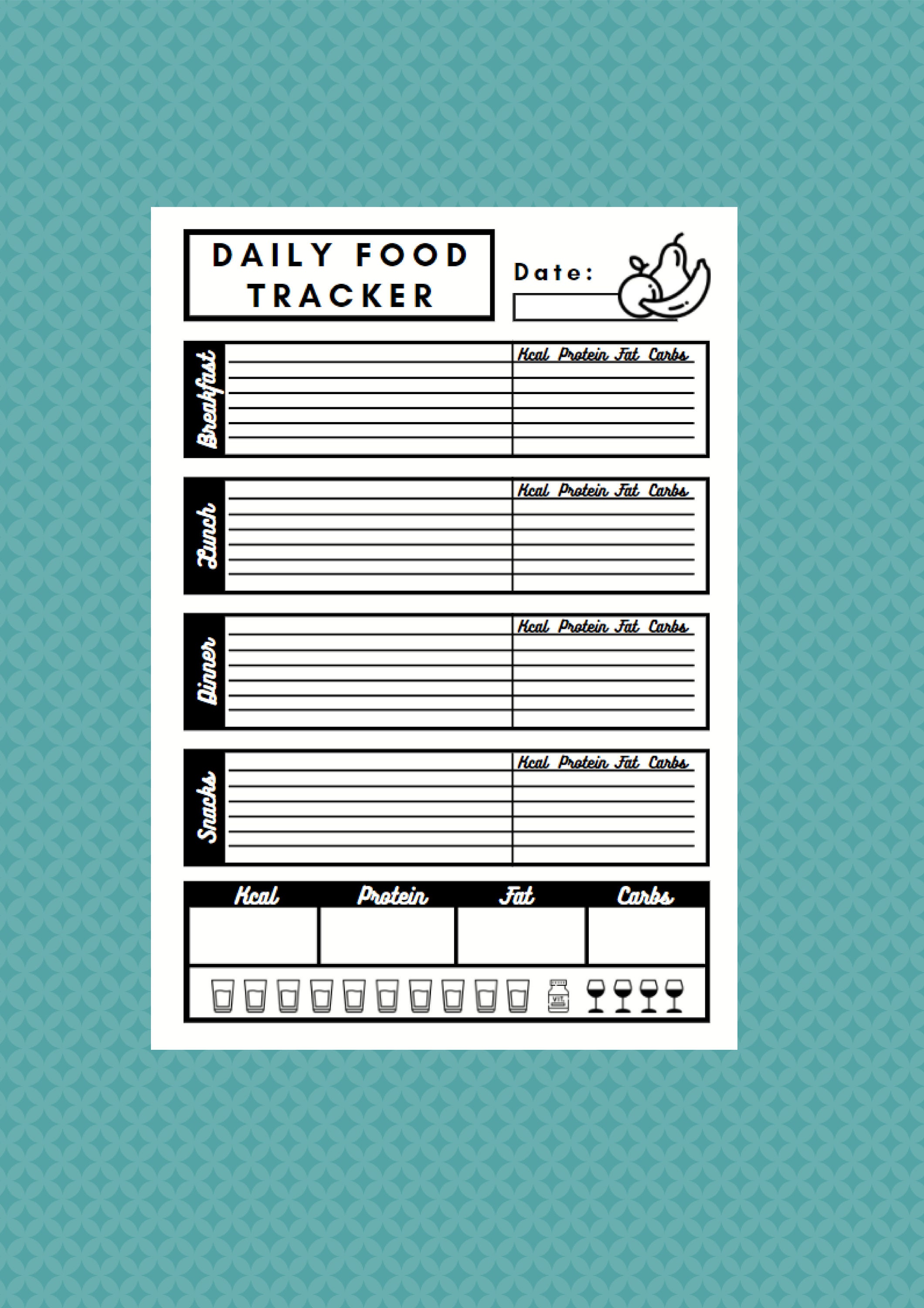 Daily Food Tracker 10 pages 3 colors in 3 variations and 1x | Etsy
