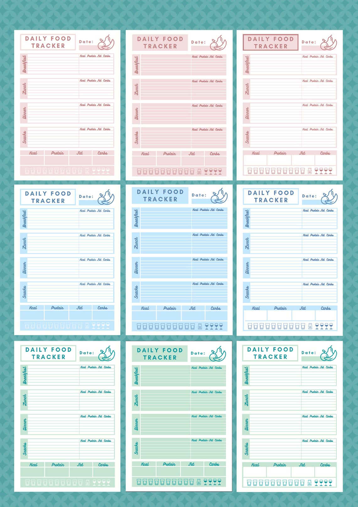 Fitness Planner Printable Bundle Daily Food Weight | Etsy