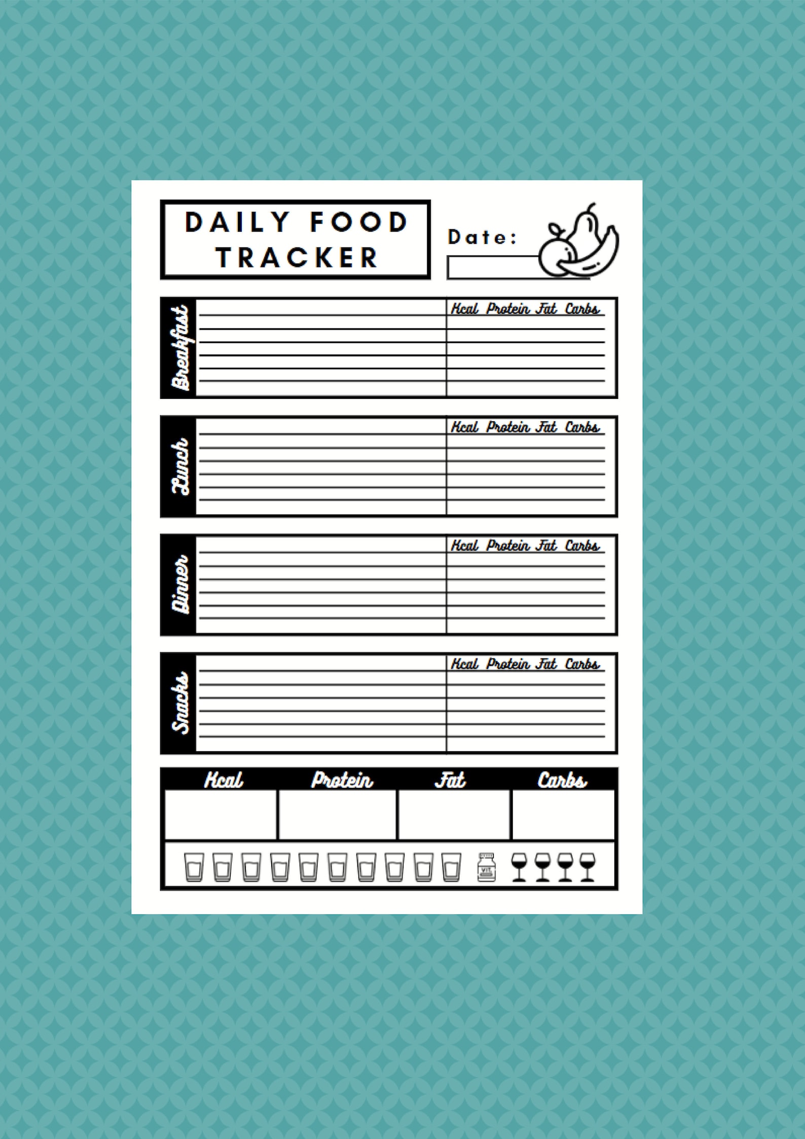 Fitness Planner Printable Bundle, Daily Food, Weight, Measurements and ...