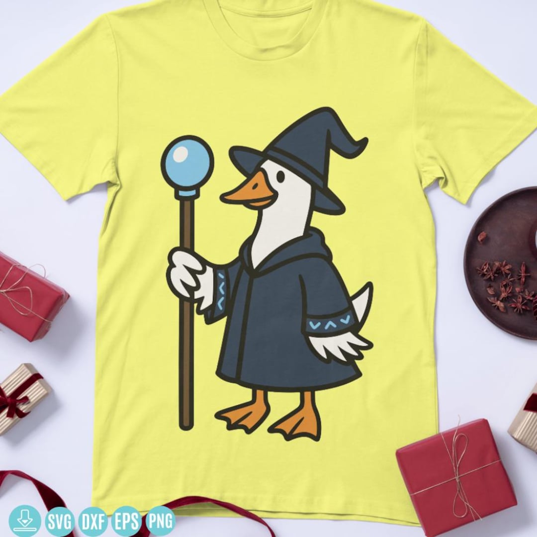 Funny Wizard Goose SVG: Magic Goose With Staff, Cricut & Silhouette - Etsy