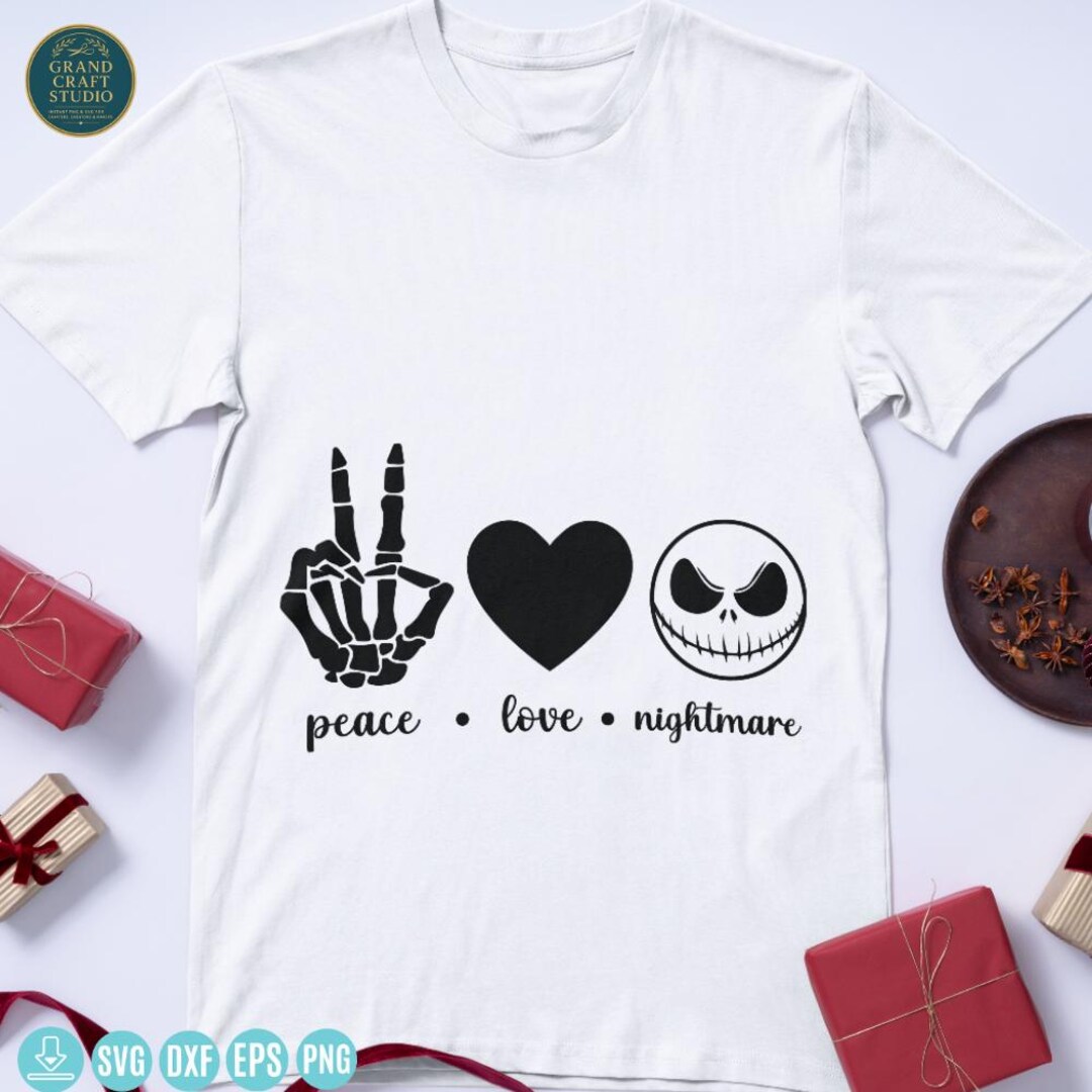 Peace Love Nightmare SVG: Halloween Funny Nightmare (digital Download ...