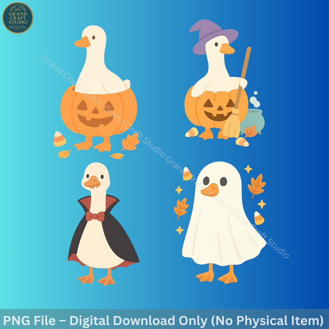 Halloween Goose PNG Bundle: Witch, Vampire, Ghost Costumes (digital ...