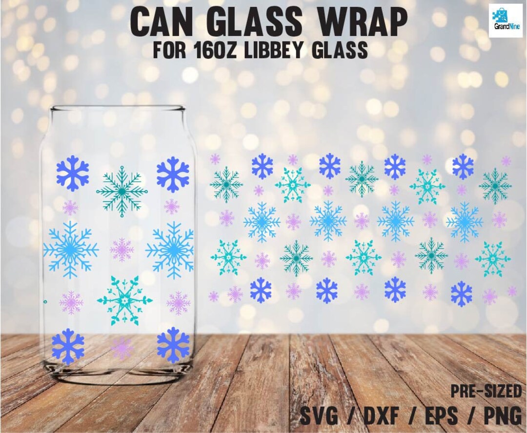 Christmas Snowflakes Pattern Can Glass Svg, Christmas Snow Wrap Libbey ...