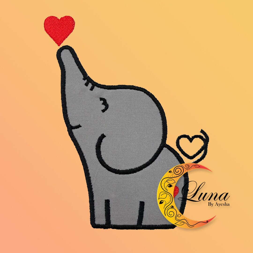 Elephant With Heart Embroidery/applique Design Digital File #digital # ...