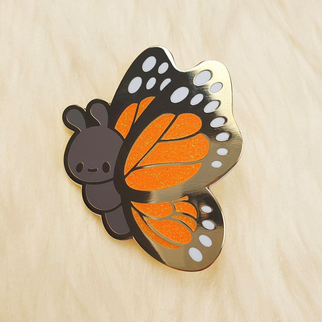 Monarch Butterfly Enamel Pin, Lapel Pin, Brooch, Gold Plated, Butterfly ...