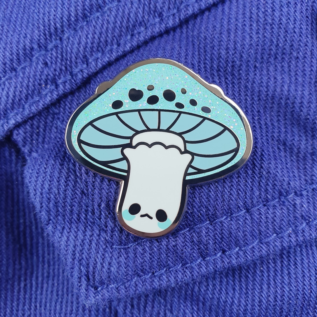 Mushroom Enamel Pin, Cute Hard Enamel Pin, Blue Mushroom Lapel Pin - Etsy