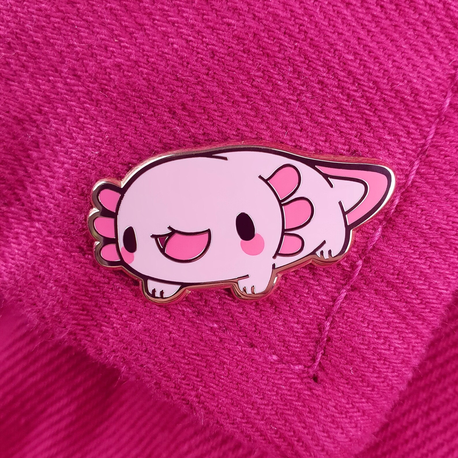 Pink Axolotl Hard Enamel Pin - Etsy