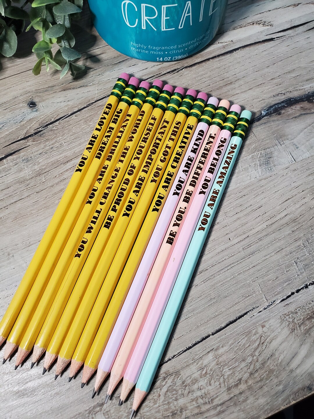 Custom Affirmation Message Pencils; Motivational Pencils, #2 Pencils ...
