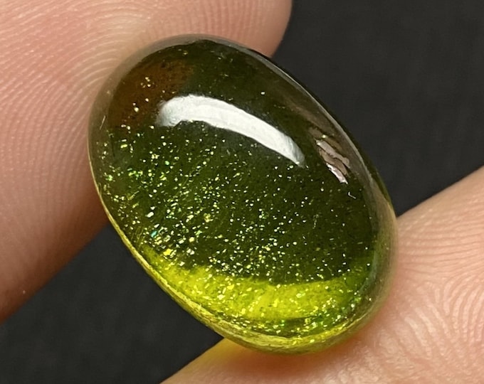 Sunstone Gemstone, Green Sunstone Doublet Cabochon, AAA Quality Green ...