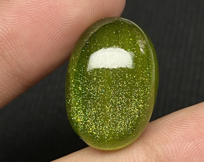 Sunstone Gemstone, Green Sunstone Doublet Cabochon, AAA Quality Green ...