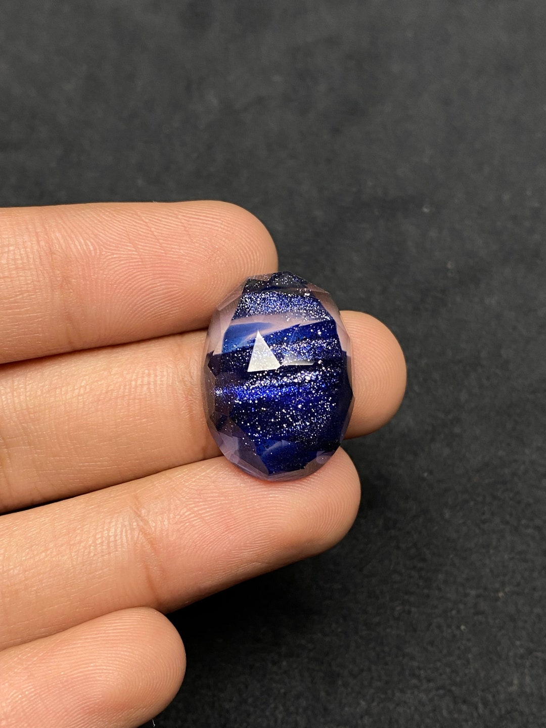 Sunstone Gemstone, Blue Sunstone Doublet Rose Cut Gemstone, AAA Quality ...