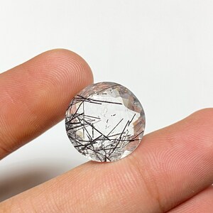 Black Rutile Round Shape Faceted Cut Gemstone, Rutilated Quartz Loose ...