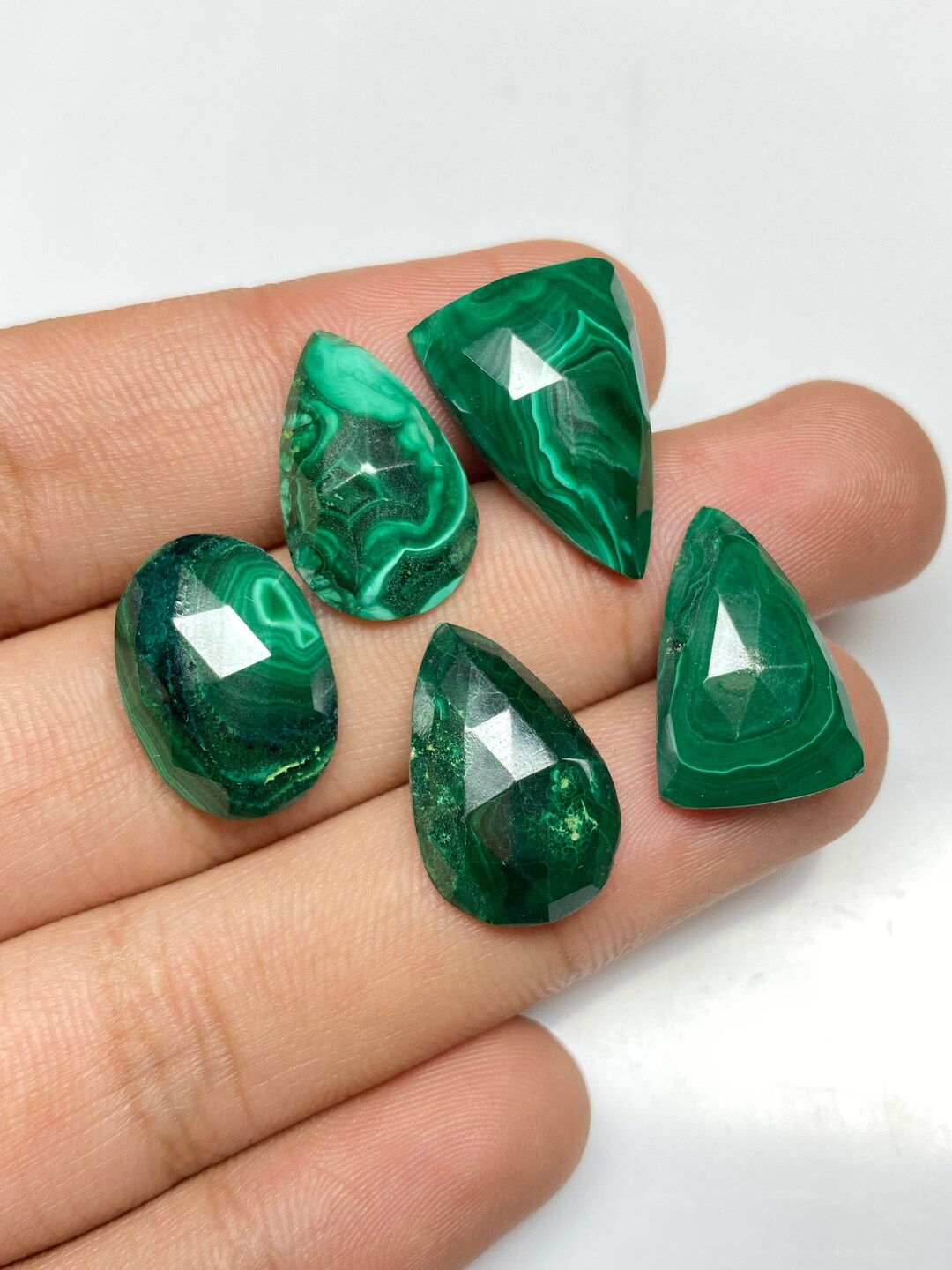 Malachite Stone Natural Malachite Rose Cut Gemstone for - Etsy