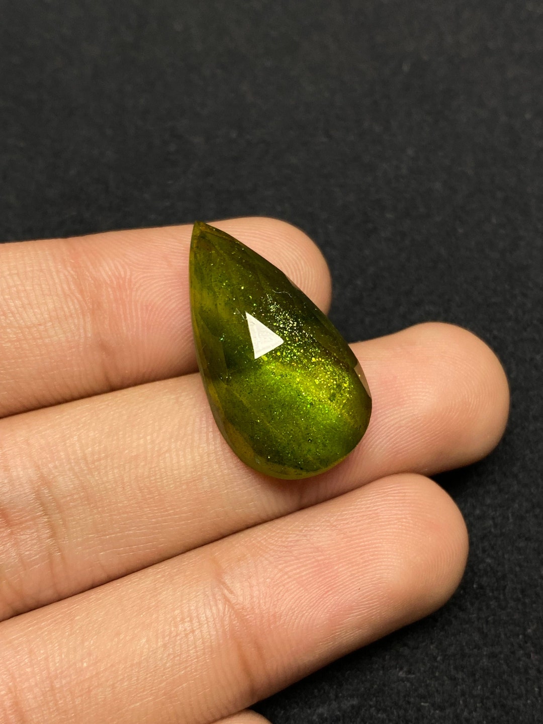 Sunstone Gemstone Green Sunstone Doublet Rose Cut Gemstone - Etsy