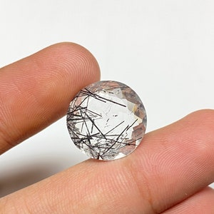 Black Rutile Round Shape Faceted Cut Gemstone, Rutilated Quartz Loose ...