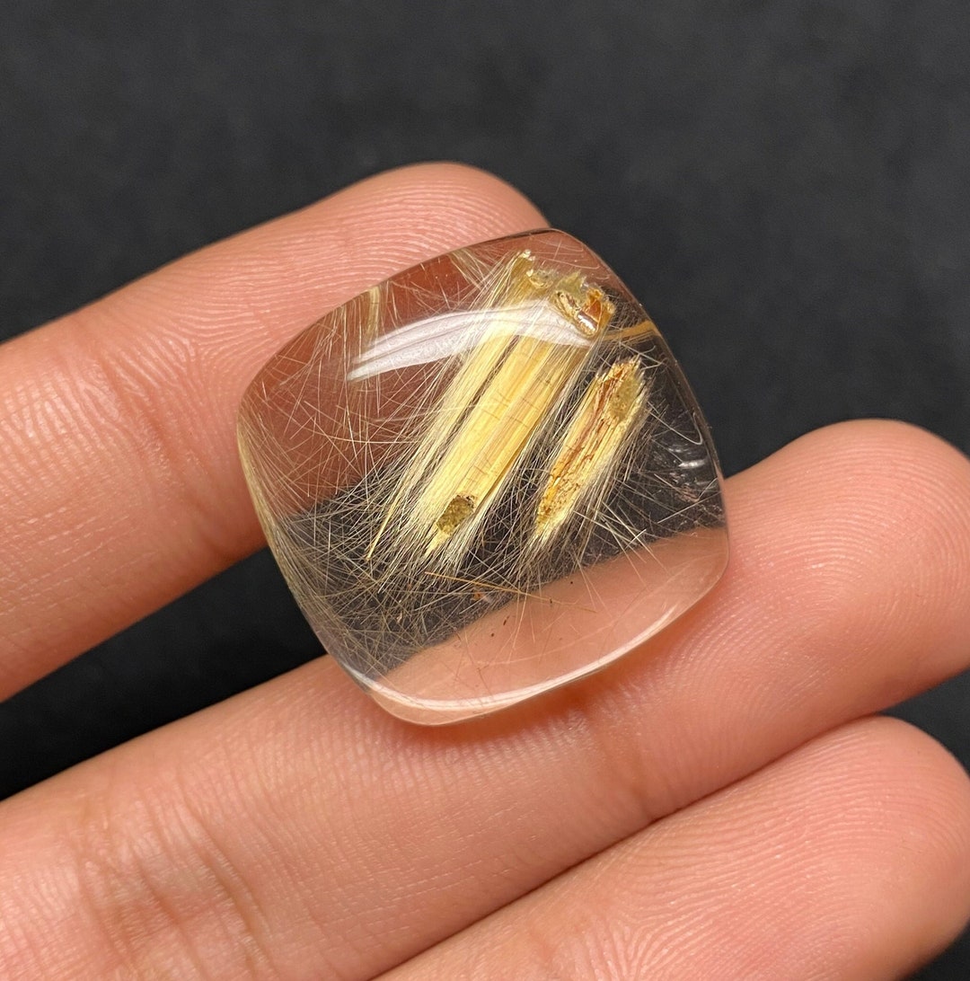 Rutile Gemstone, Natural Golden Rutile Cabochon, AAA Quality Goldan ...
