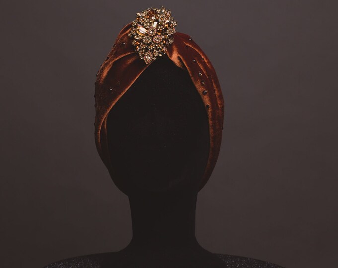 1920's Style Yellow Gold Cloche Turban Hat Headpiece Hair Jewelry 20s ...