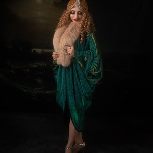 Aristocratic Turquoise Teal 1920s Faux Fur Gown Color Hollywood Style ...