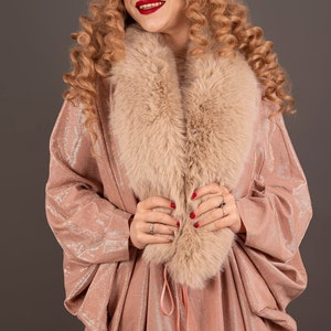 Aristocratic Pink & Beige 1920s Faux Fur Gown Color Hollywood Style ...